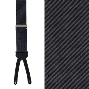 Trafalgar Leyton Diagonal Lined Tone On Tone Silk Formal End Suspenders - Graphite