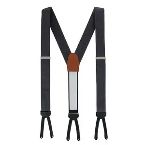 Trafalgar Big & Tall Leyton Diagonal Silk Formal Suspenders - Graphite