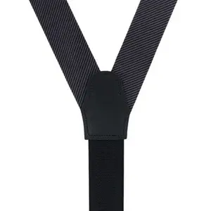 Trafalgar Big & Tall Leyton Diagonal Silk Formal Suspenders - Graphite