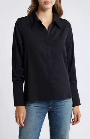 Wit & Wisdom Flare Cuff Button-up Shirt - Black