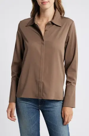 Wit & Wisdom Flare Cuff Button-up Shirt - Ginger Snap