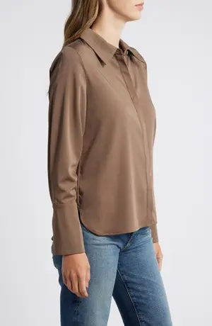 Wit & Wisdom Flare Cuff Button-up Shirt - Ginger Snap