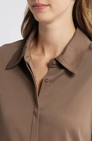 Wit & Wisdom Flare Cuff Button-up Shirt - Ginger Snap