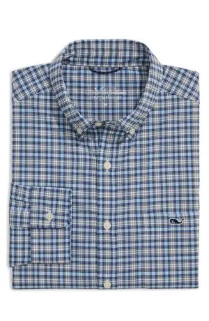 Vineyard Vines Classic Fit On-the-go Performance Plaid Button-down Shirt - Jake Blue Pld