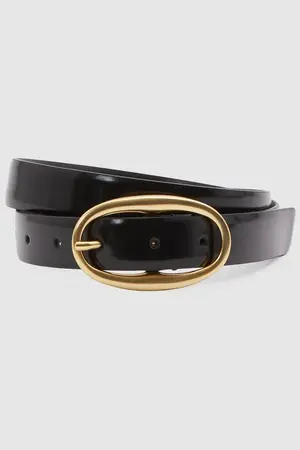 REISS Reiss Drew Patent Leather Belt Black