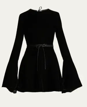 knee length dresses for ladies Black Embellished Velvet Mini Dress main image 0