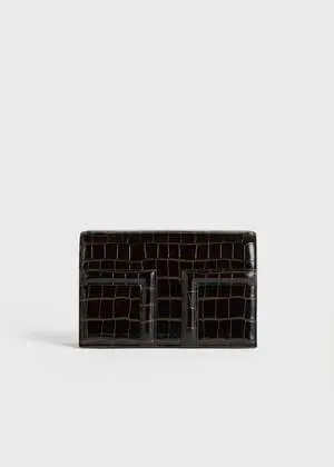 TOTÊME Mini T-flap Croco-embossed Bag - Dark Brown