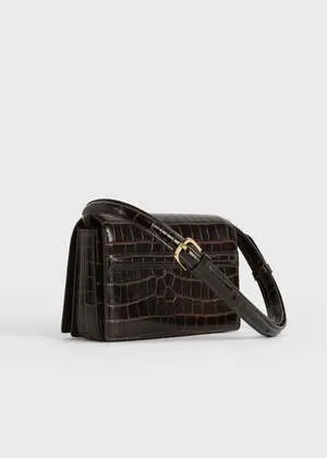 TOTÊME Mini T-flap Croco-embossed Bag - Dark Brown