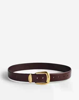 Madewell Chunky Metal Leather Belt Chocolate Raisin