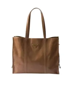 Prada Leather Tote Bag - Neutral