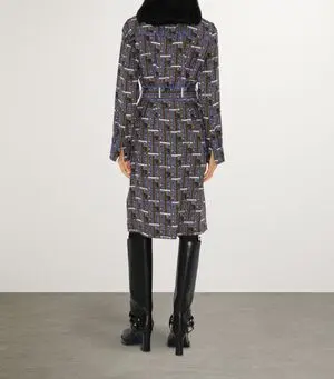 Burberry Silk Bus Print Midi Dress