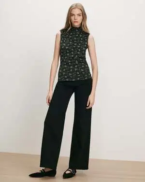 Veronica Beard Mylie Mock-neck Tank Top - Black Multi