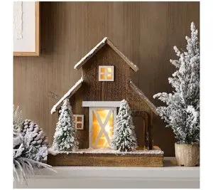 MELROSE Led Natural Flocked Winter Barn Display 12'h - One-color