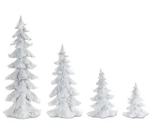 MELROSE Flocked Pine Tree With Carved Design - One-color