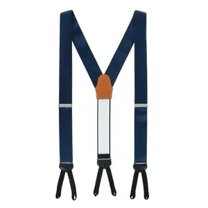 Trafalgar Sutton Silk Bow Tie, Necktie, Pocket Square, And Braces Set - Navy