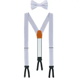 Trafalgar Sutton Silk Brace And Bow Tie Set - Silver