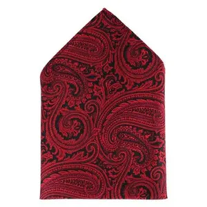 Trafalgar Sobee Paisley Silk Pocket Square - Red