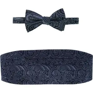 Trafalgar Sobee Paisley Cummerbund And Bow Tie Set - Black