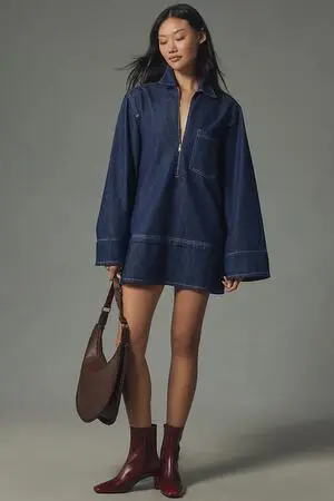 Pilcro Denim Mini Shift Dress In Blue - 32% Off | Editorialist