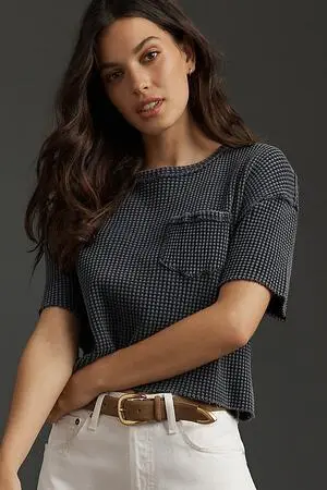 PILCRO Pilcro Short-Sleeve Waffle Tee Grey