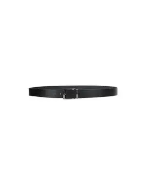 Emporio Armani Leather Belt With Brand Logo - Black