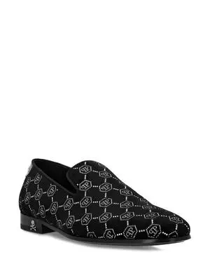 Philipp Plein Velvet Loafers With Strass Monogram
