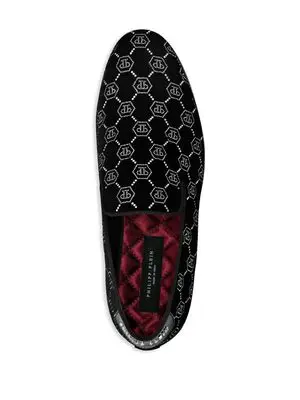 Philipp Plein Velvet Loafers With Strass Monogram