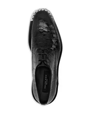 Philipp Plein Crocodile-embossed Leather Derby Shoes