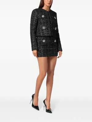 Philipp Plein Mini Monogram Tweed Skirt
