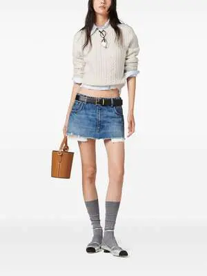 Miu Miu Raw-edge Denim Mini Skirt