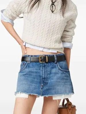 Miu Miu Raw-edge Denim Mini Skirt