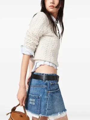 Miu Miu Raw-edge Denim Mini Skirt