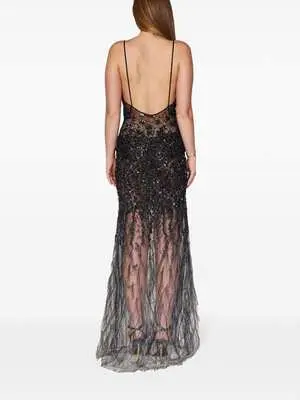 ROOM76 Sequin-feather Embellished V-neck Dress