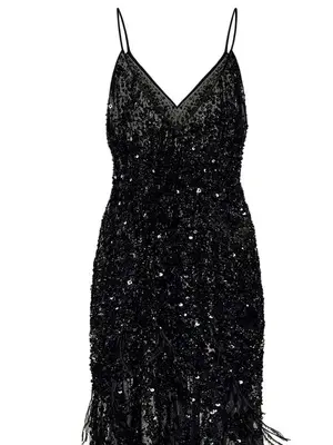 ROOM76 Sequin-feather Embellished V-neck Dress