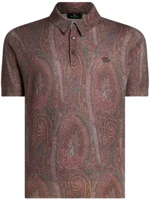 Etro Knit Paisley Polo Shirt - Red