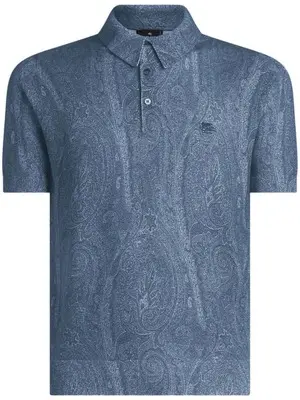 Etro Paisley-print Polo Shirt - Blue