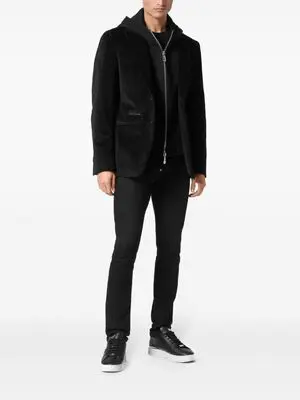 Philipp Plein Hooded Velvet Blazer - Black