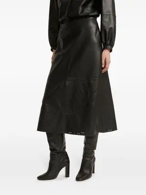 YVES SALOMON Leather Midi Skirt
