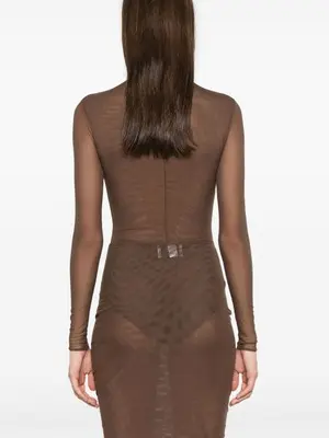 ATU BODY COUTURE Mesh-design Bodysuit - Brown