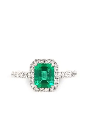 HYT JEWELRY Platinum, Diamond And Emerald Ring - Silver