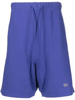 ADVISORY BOARD CRYSTALS Logo-embroidered Cotton Track Shorts - Blue