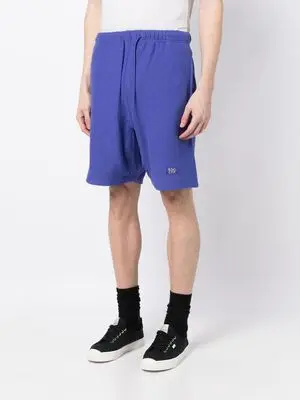 ADVISORY BOARD CRYSTALS Logo-embroidered Cotton Track Shorts - Blue