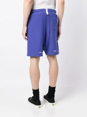 ADVISORY BOARD CRYSTALS Logo-embroidered Cotton Track Shorts - Blue