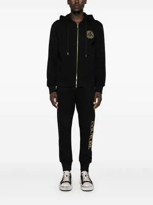 Versace Logo Embroidered Zip-up Hoodie