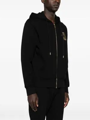 Versace Logo Embroidered Zip-up Hoodie