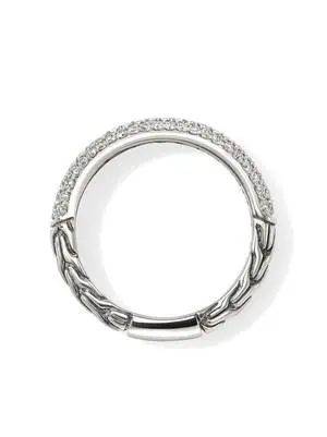 John Hardy Sterling Diamond Band Ring - Silver