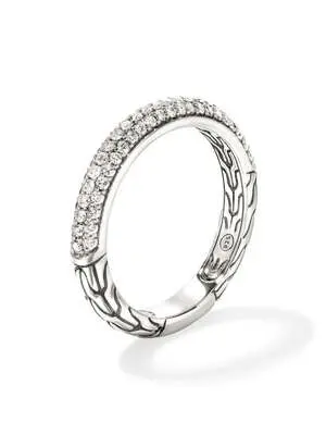 John Hardy Sterling Diamond Band Ring - Silver