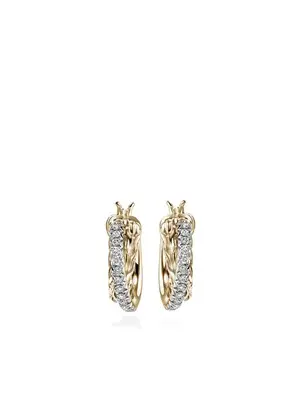 John Hardy 14kt Yellow Jh Essential Crossover Diamond Hoop Earrings - Gold