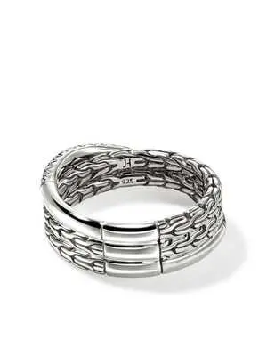 John Hardy Sterling Essential Crossover Diamond Ring - Silver