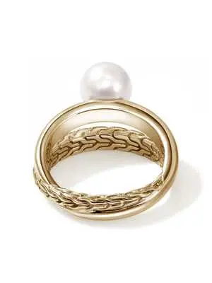 John Hardy 14kt Yellow Essential Pearl Ring - Gold